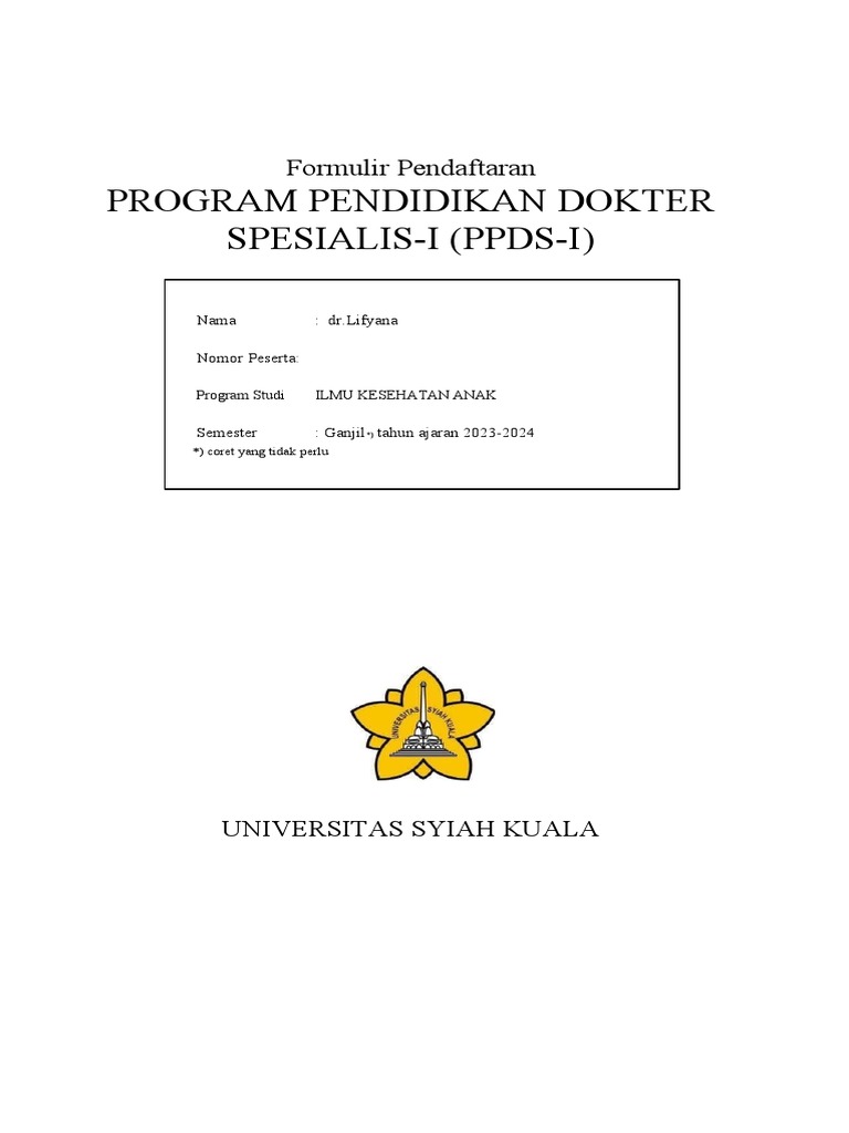 3 - Formulir Pendaftaran PPDS USK | PDF