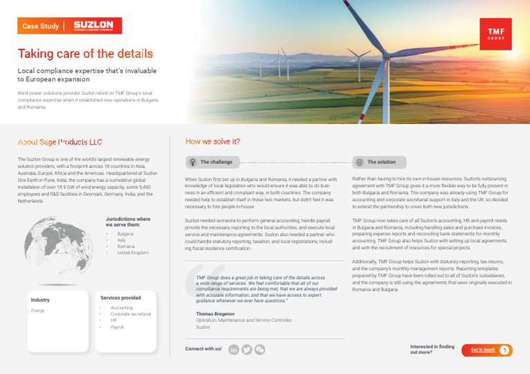 TMF Group Case Study Suzlon ENG 2022 | Download Free PDF | Outsourcing | Business