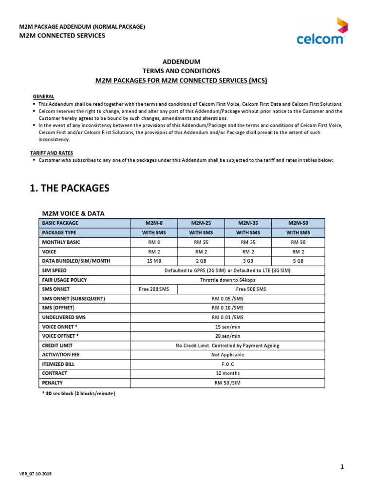 M2M Addendum Normal Package - 12 Months Contract - v16112021 | PDF ...