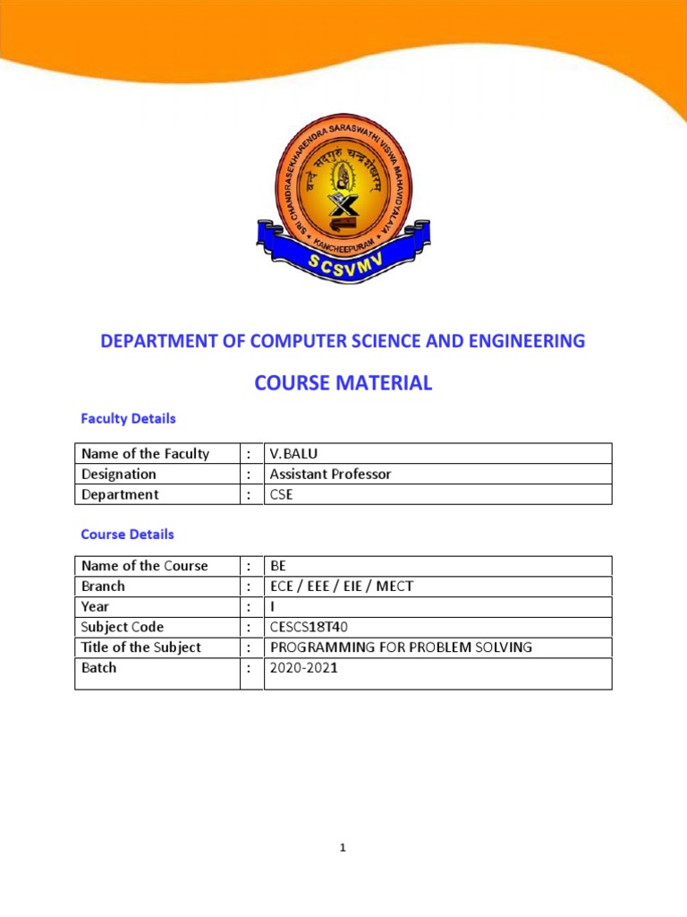 PPS Course Material | PDF