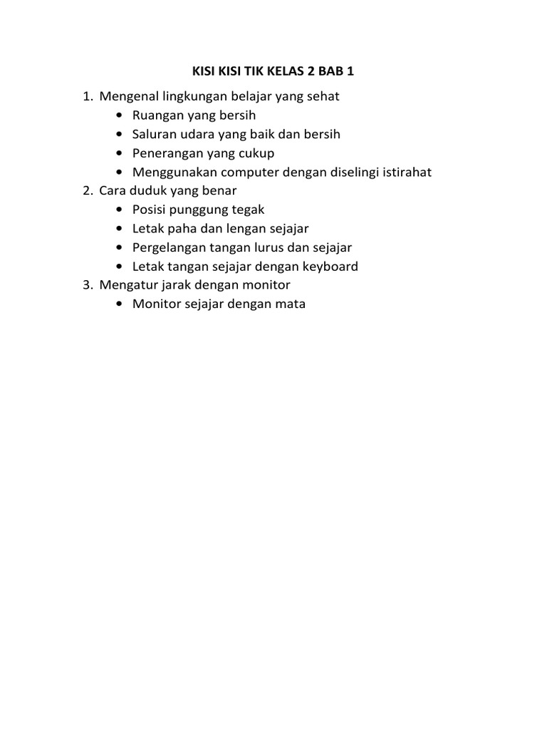 Kisi Kisi Dan Jawaban Hal 9 13 14 15 Tik Kelas 2 Bab 1 Fix | PDF