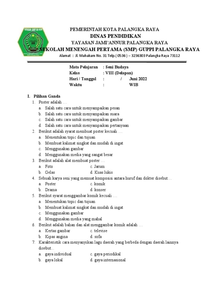 Soal Pas SBK Kelas 8 Semester 2 THN 2022 | PDF