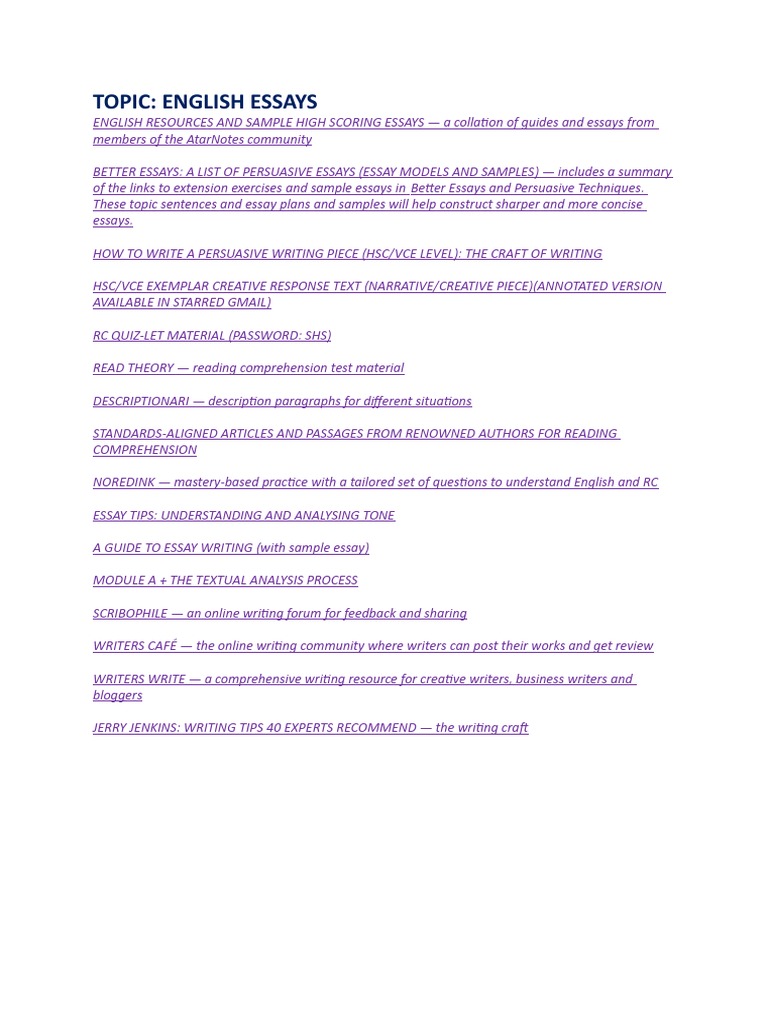 VCE:english preparation guide | PDF