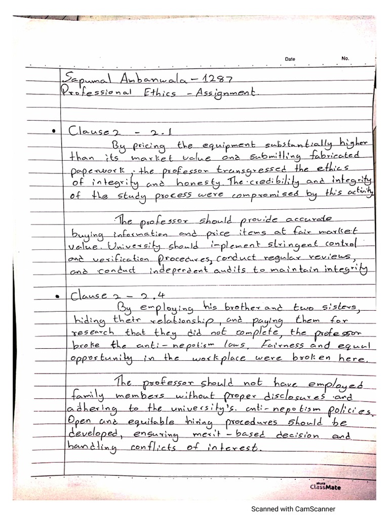Professional Ethics Assignment | PDF
