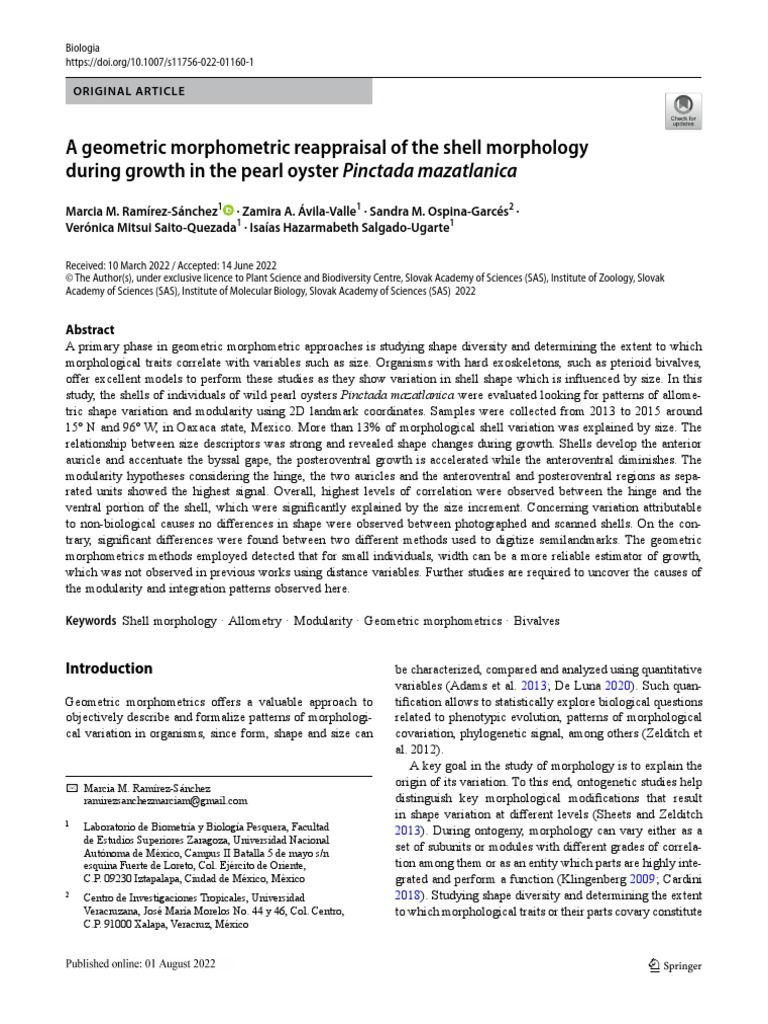 A Geometric Morphometric Reappraisal of The Shell Morphology During ...