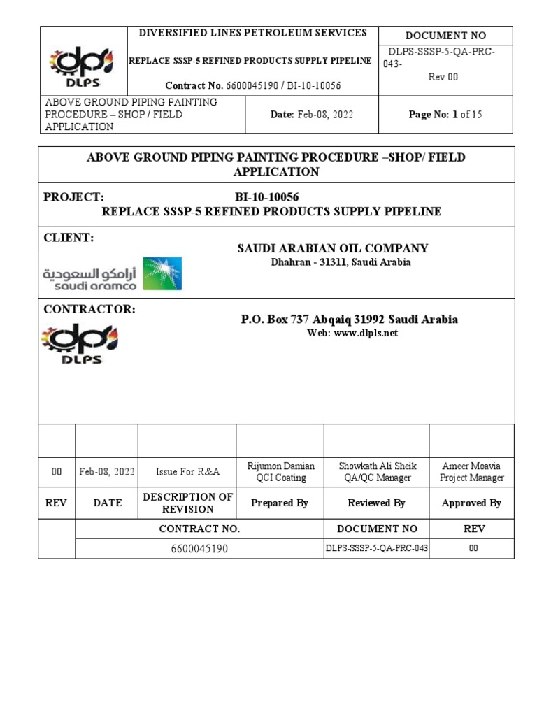 Above Ground Piping Painting Procedure –Shop-Field Application - Copy | PDF
