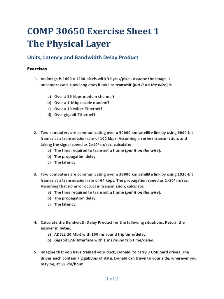 2122 COMP 30650 Practical Session 2a Units Latency Modulations | PDF