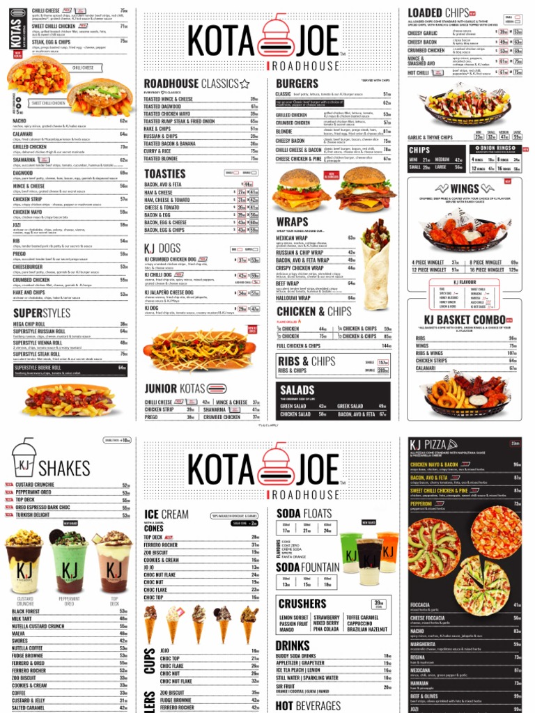 Kota Joe Menu | PDF
