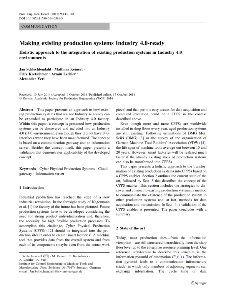 Making Existing Production Systems Industry 4.0-Ready | PDF