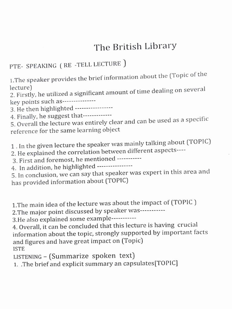 Brand New Pte Retell Lecture | PDF