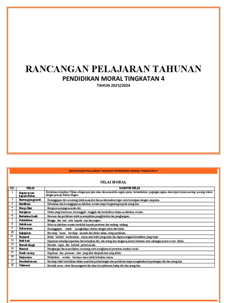 RPT T4 2023 Pendidikan Moral | PDF