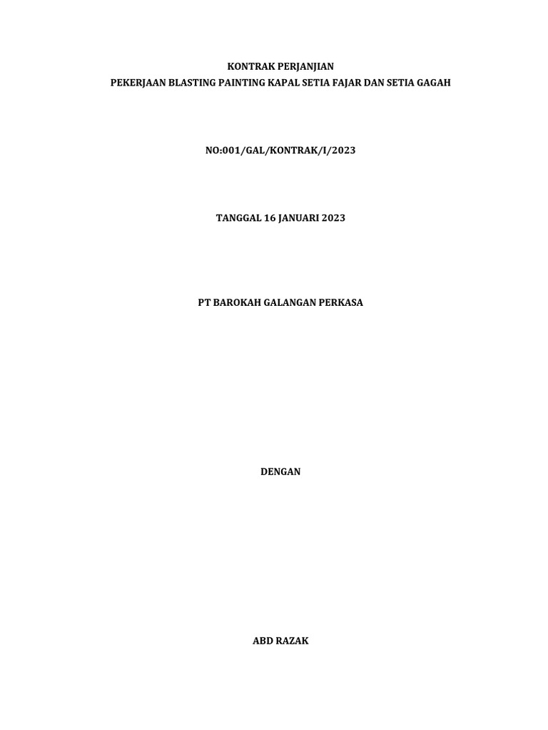 KP 001 Pekerjaan Blasting Painting Kapal Abd Razak | PDF