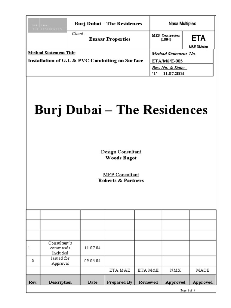Burj Dubai - The Residences Emaar Properties | PDF | Pipe (Fluid ...