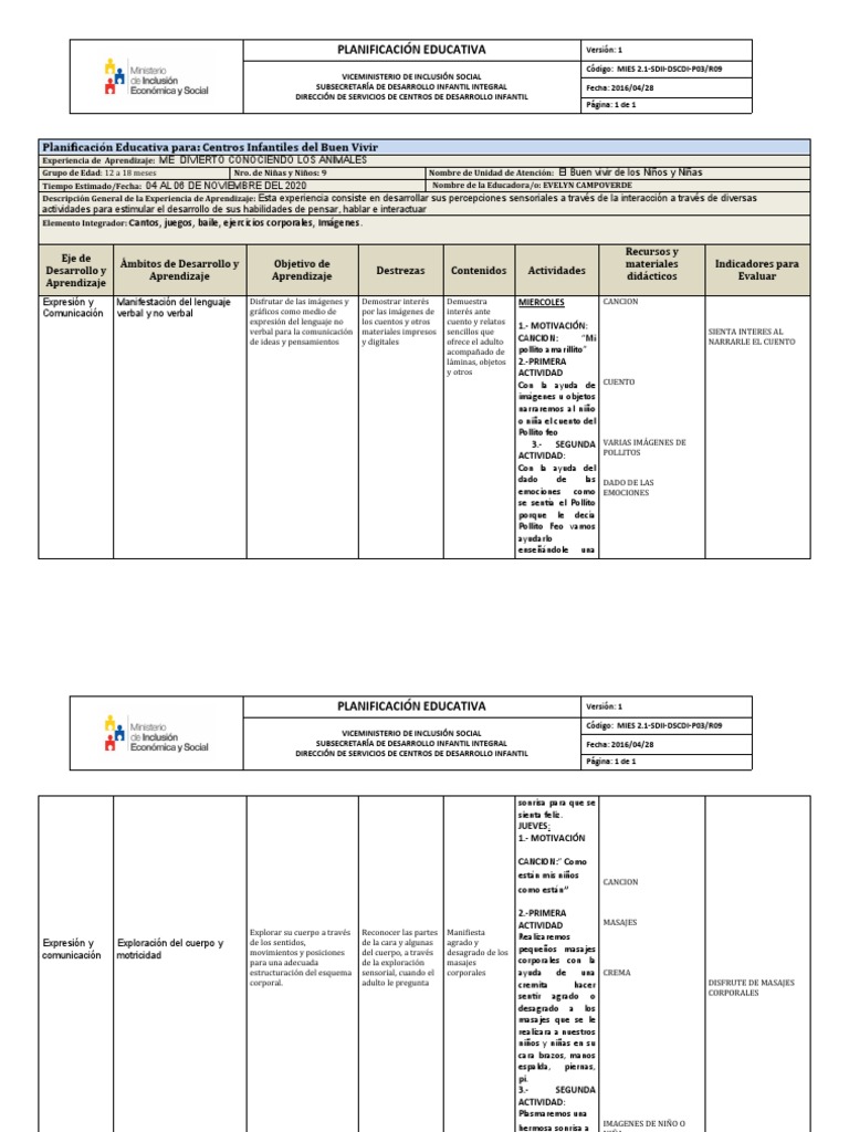 Planificación 4 Al 6 de Noviembre | PDF