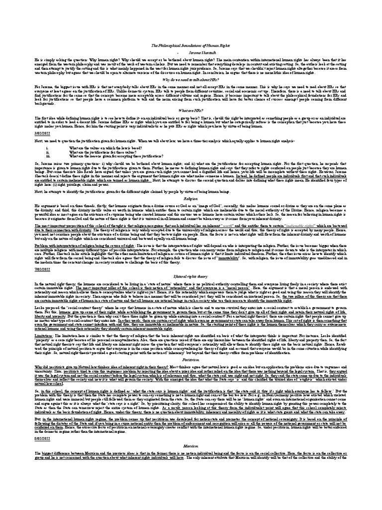 The Philosophical Foundations of Human Rights | PDF | Human Rights ...