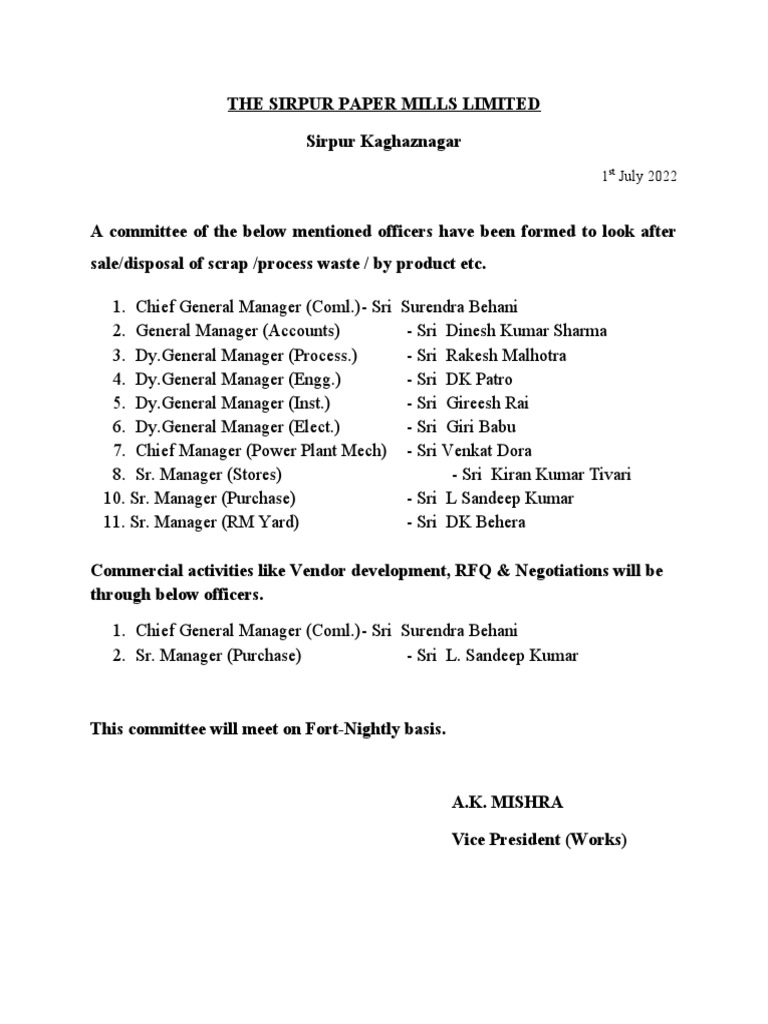 Scrap Committee | PDF