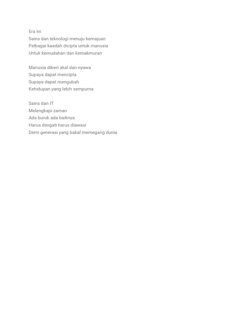 Sajak Sains Dan Teknologi | PDF