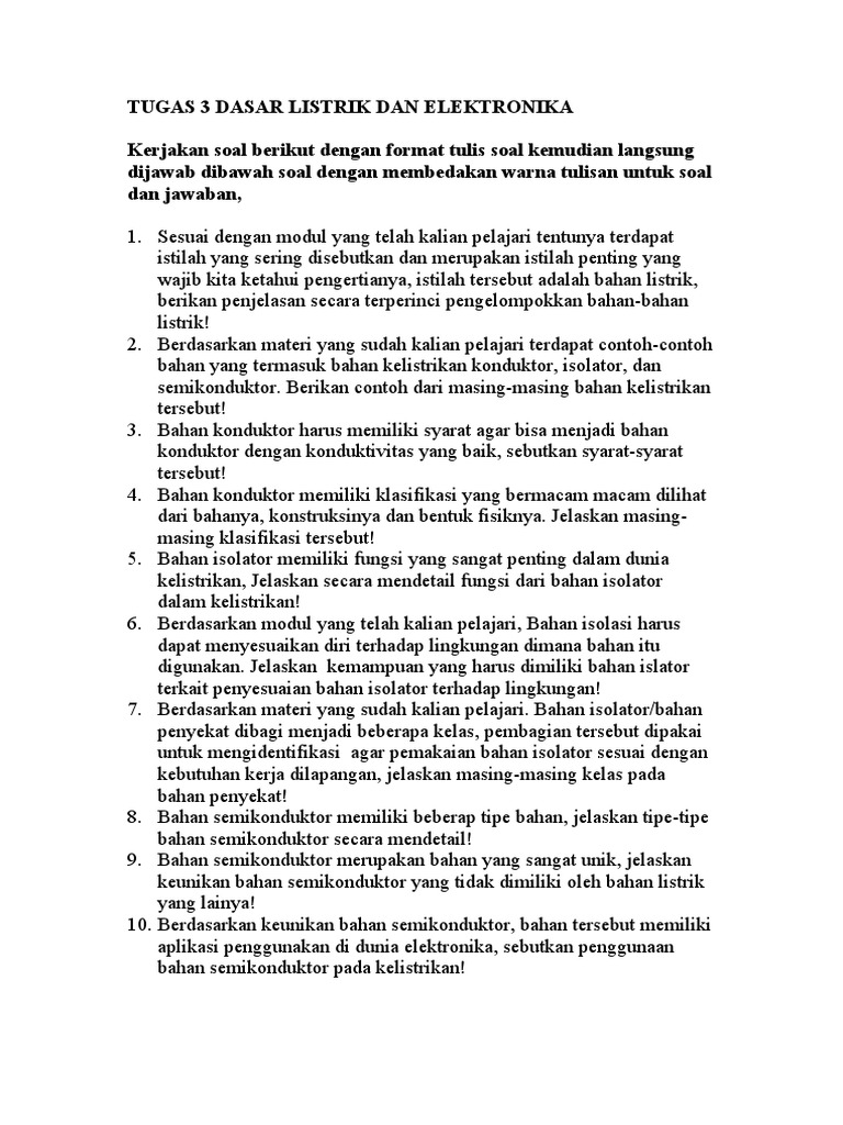 Tugas 3 Dasar Listrik Dan Elektronika | PDF