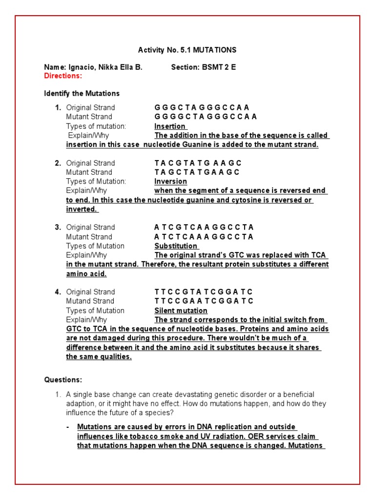 Impact of Mutations on Enzyme Activity | PDF | Mutation | Nucleic Acid Sequence