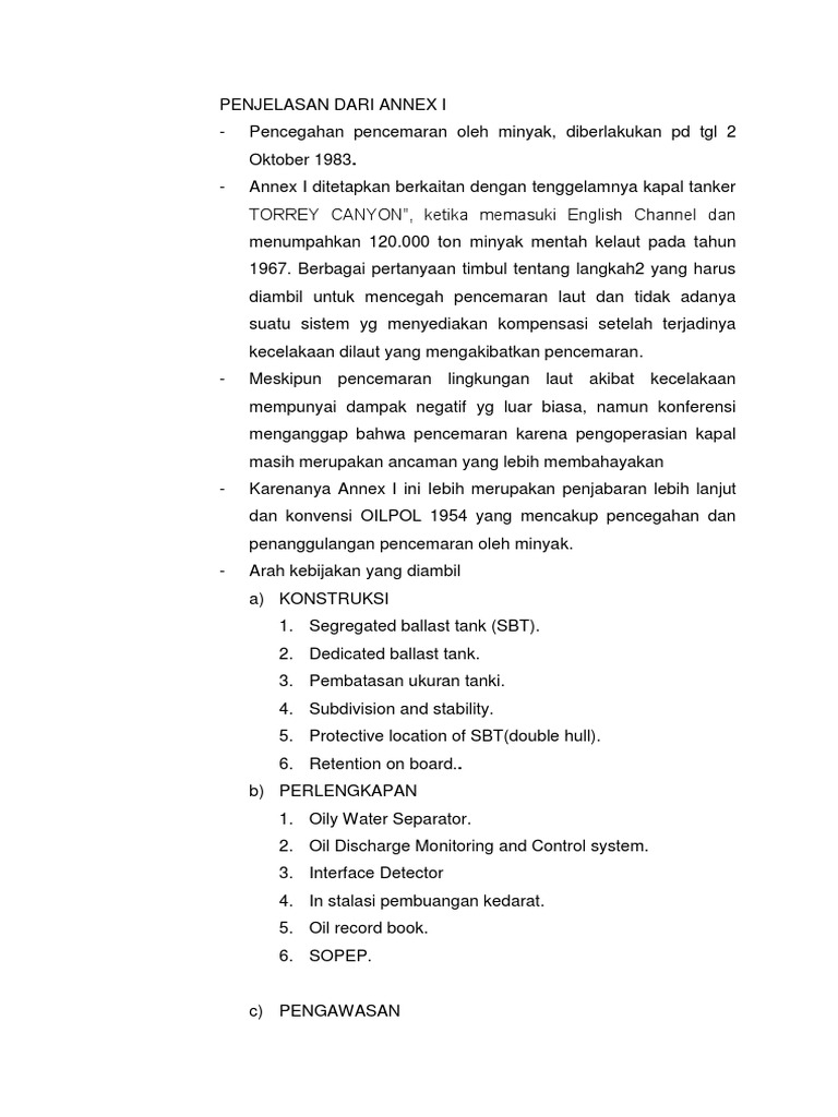 Marpol Penjelasan Annex I | PDF | Teknologi & Rekayasa