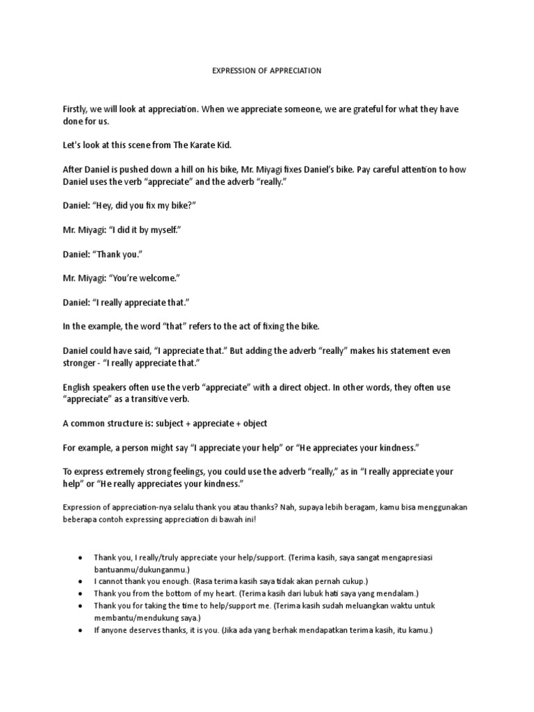 Expression of Appreciation | PDF