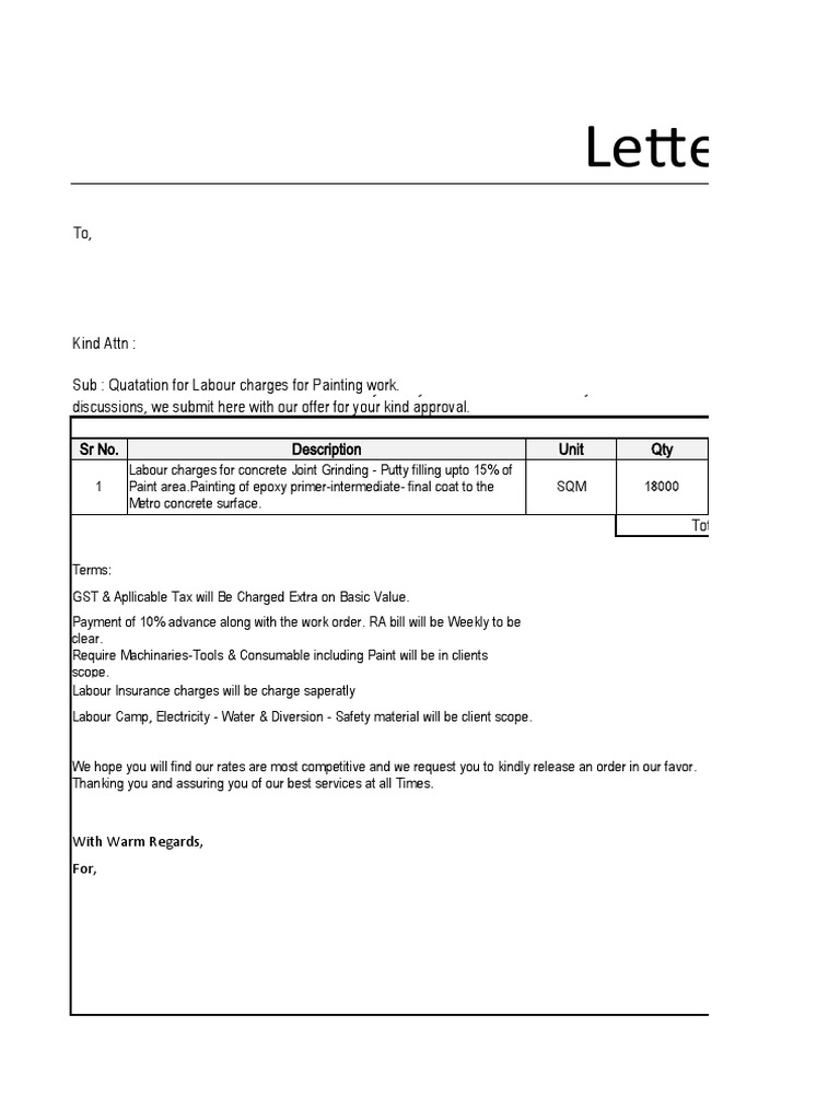 Quotation For Painting | PDF