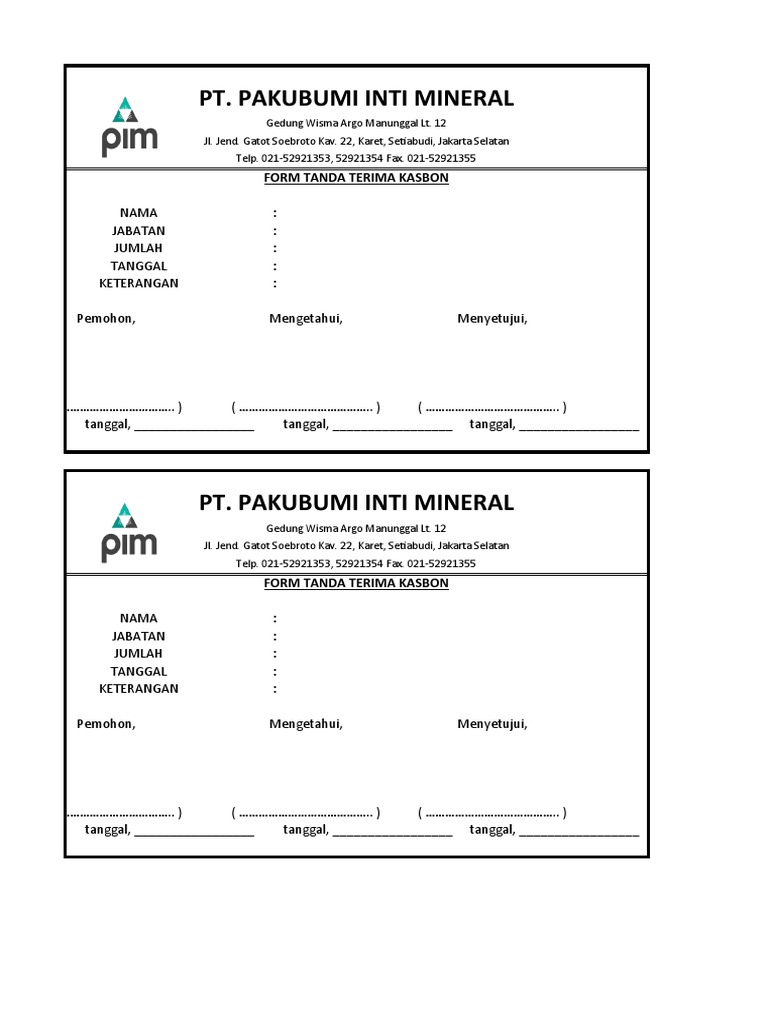 Form Tanda Terima Kasbon Karyawan | PDF