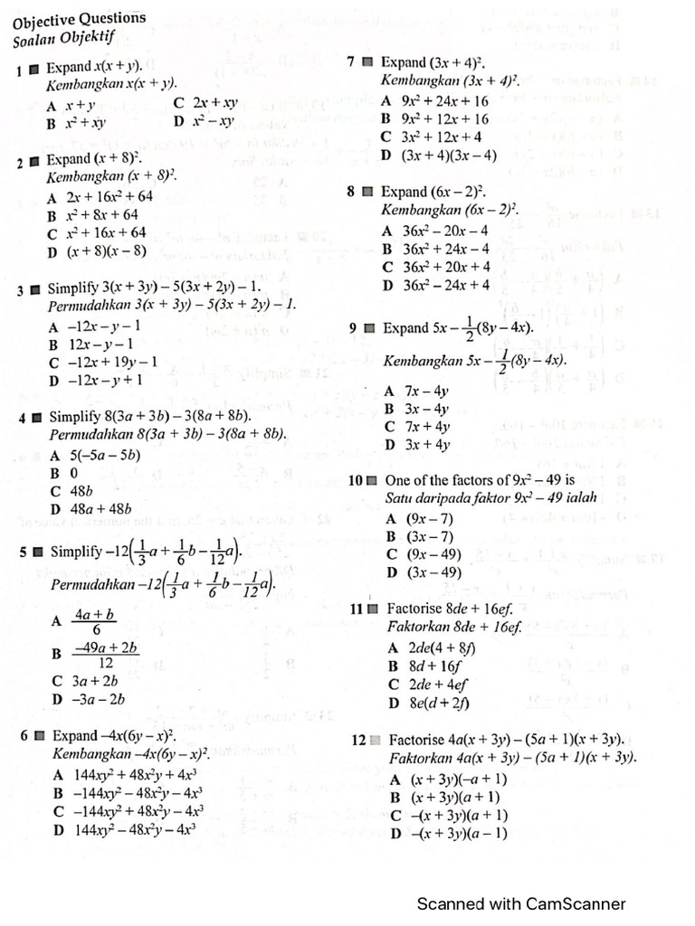 (F2)LAT Pemfaktoran & Pecahan Algebra | PDF
