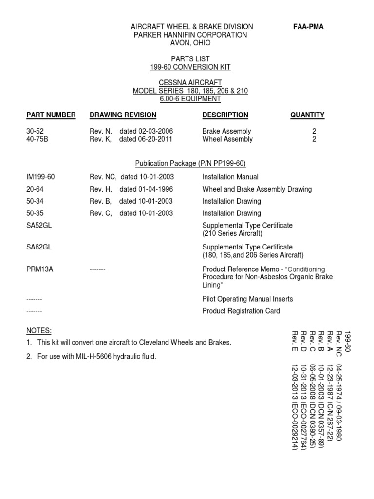 STC y CMM 199-60-Kit | PDF | Bearing (Mechanical) | Tire