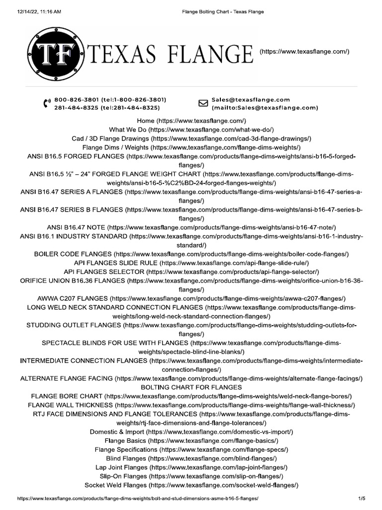 Flange Bolt Numbers | PDF