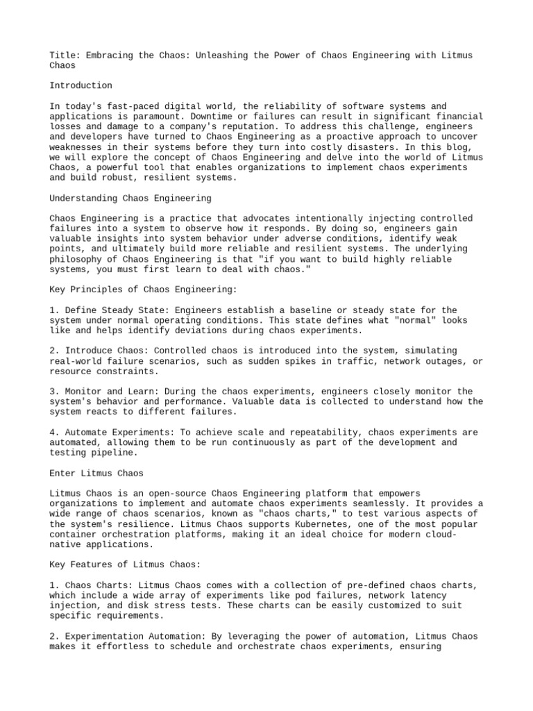Embracing The Chaos - Unleashing The Power of Chaos Engineering With ... Embracing The Chaos - Unleashing The Power of Chaos Engineering With ...