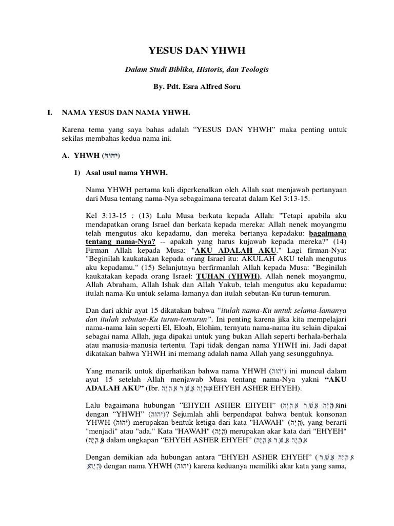 Kolokium Kristologi - YESUS DAN YHWH | PDF