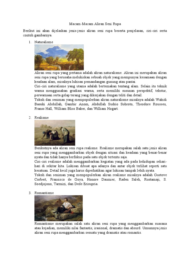 Jenis-Jenis Aliran Seni Rupa | PDF