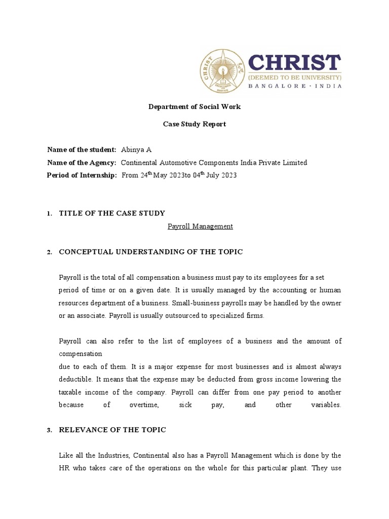 Case Study 1 (Payroll Management) | PDF | Payroll | Employment