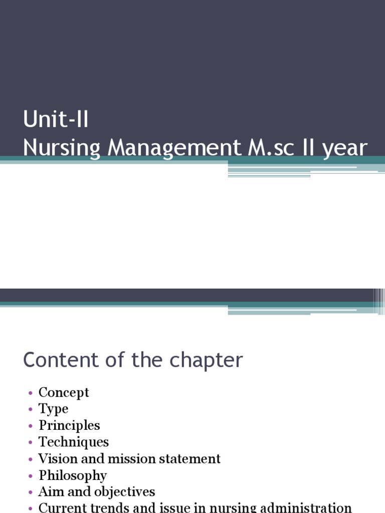 Unit-II Nursing Management M.SC II Year | PDF | Career & Growth