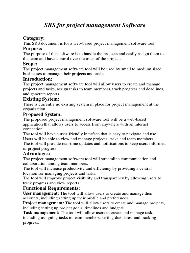 SRS For Project Management Softwarepdf | PDF