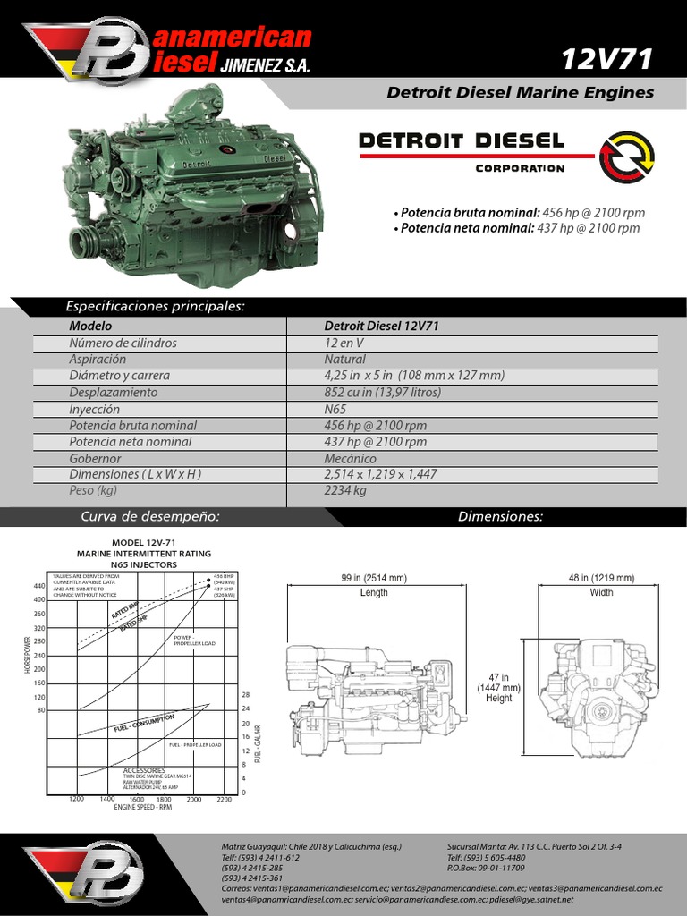 Detroit Diesel Marine Engines: Especificaciones Principales | PDF ...