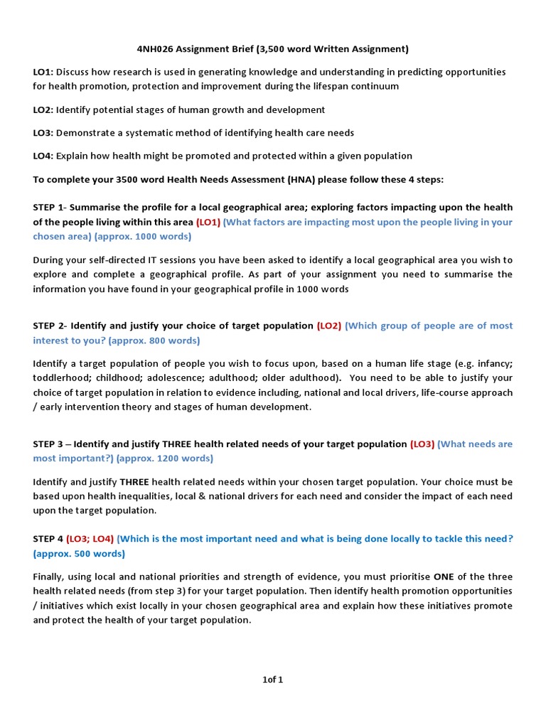 4NH026 Assignment Brief | PDF | Human Development | Psychological Concepts
