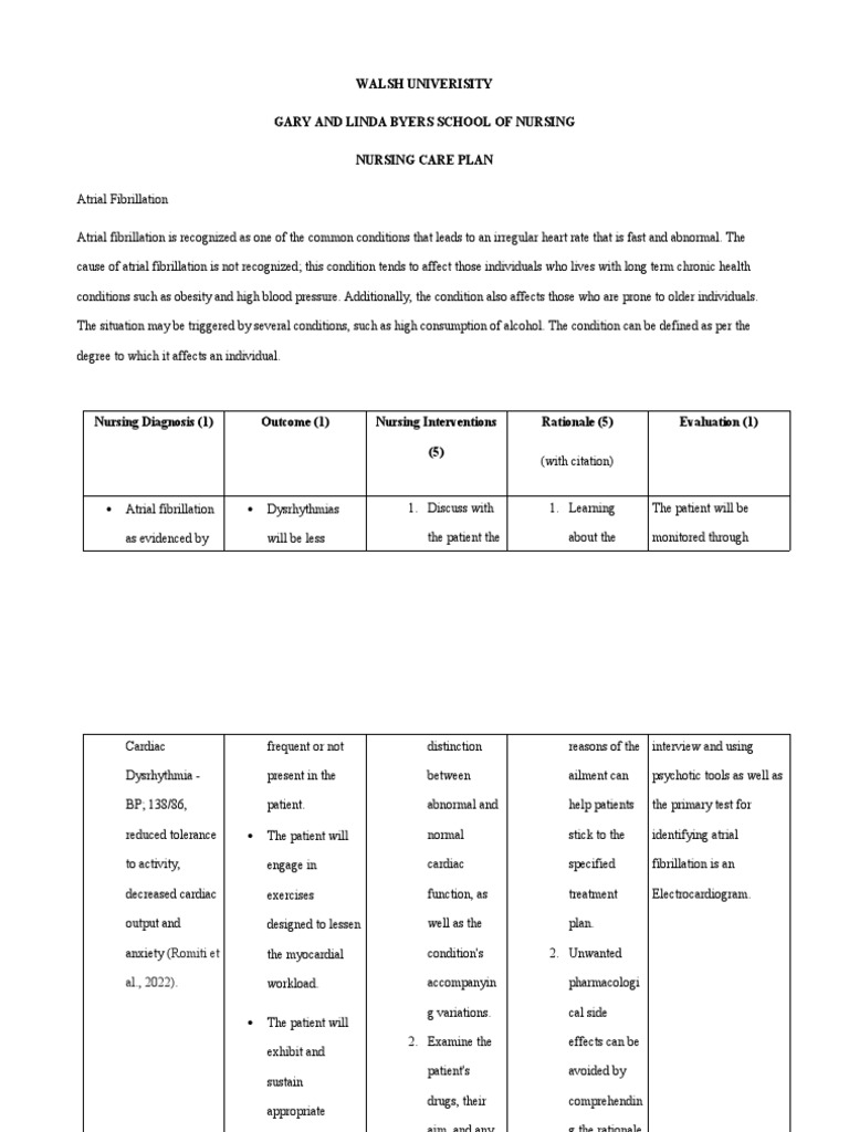 Care Plan.... Atrial Fibrillation... | PDF | Heart | Clinical Medicine