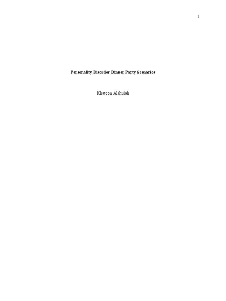 Personality Disorder Dinner Party Scenarios... (1) | PDF