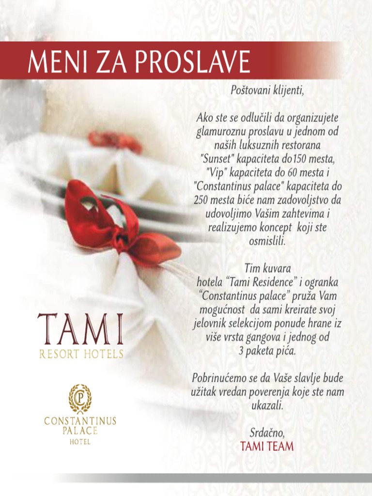 Meni Za Proslave Cenovnik UPDATE 01 06 2023 Sajt | PDF