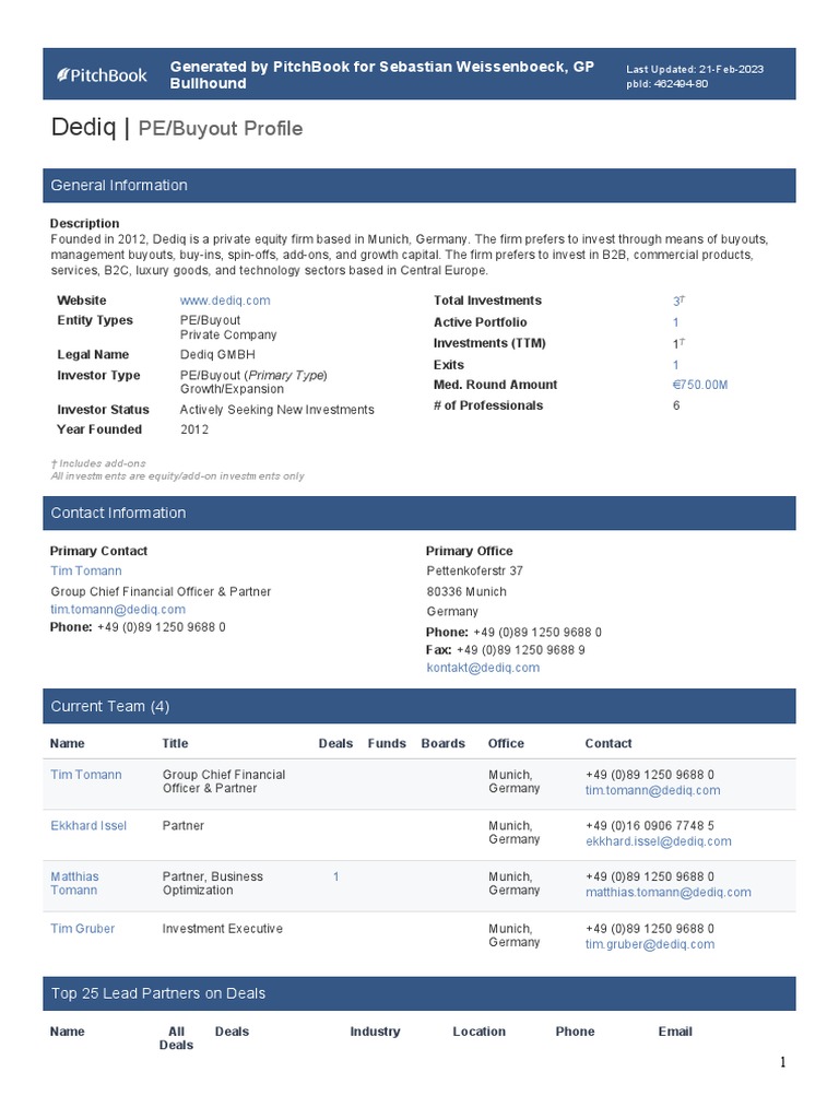 PitchBook Dediq 2023 03 03 09 03 28 | PDF | Leveraged Buyout | Private ...