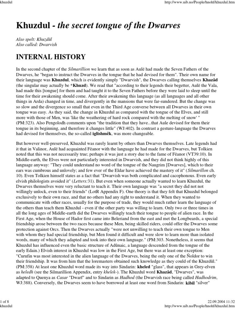 Khuzdul | Download Free PDF | Dwarf (Middle Earth) | Middle Earth