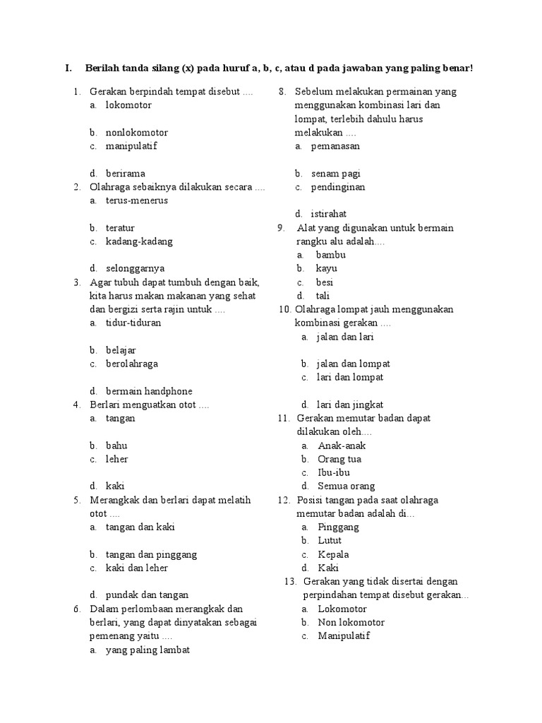 Soal Pjok Kls 3 Latihan | PDF
