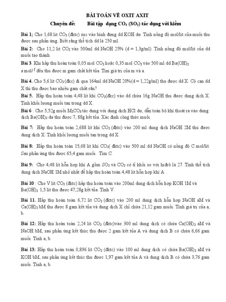 BT OXit axit tác dụng với kiềm | PDF