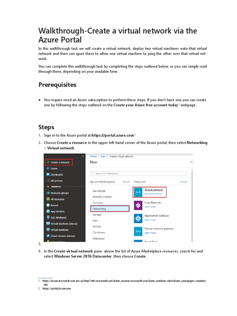 02-Walkthrough-Create A Virtual Network Via The Azure Portal | Download ...