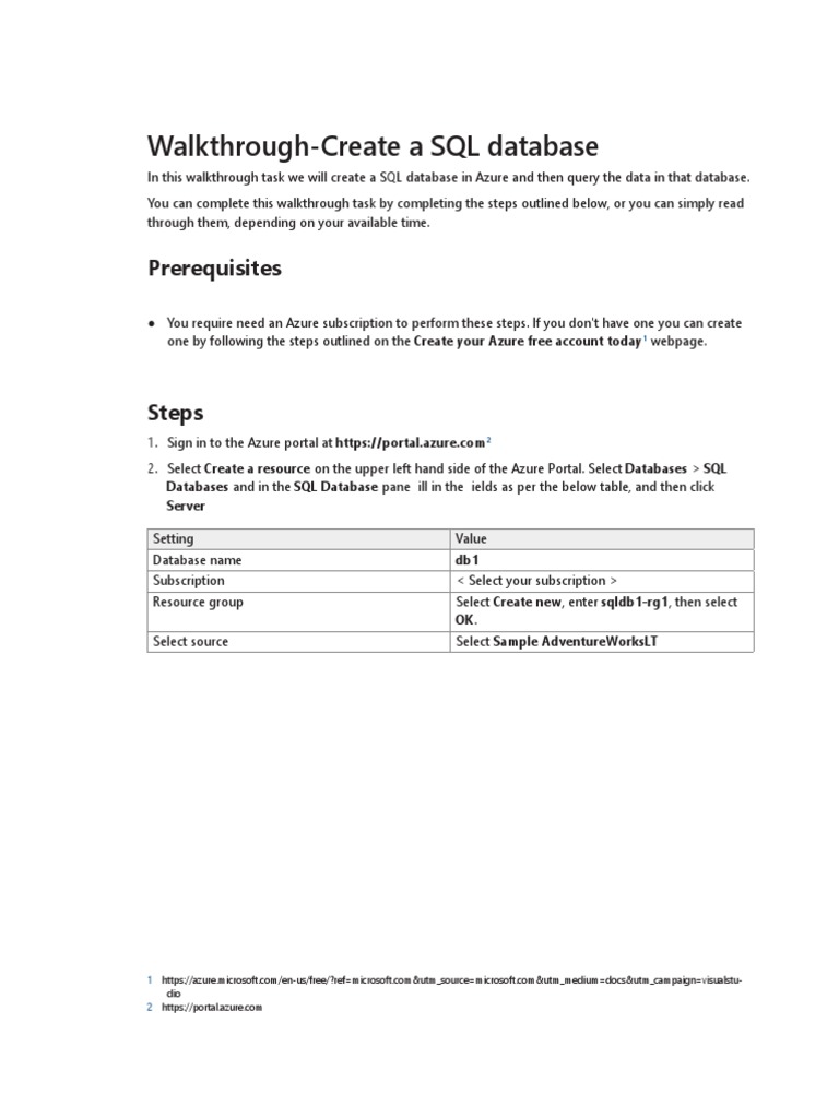 04-Walkthrough-Create A SQL Database | PDF 04-Walkthrough-Create A SQL Database | PDF