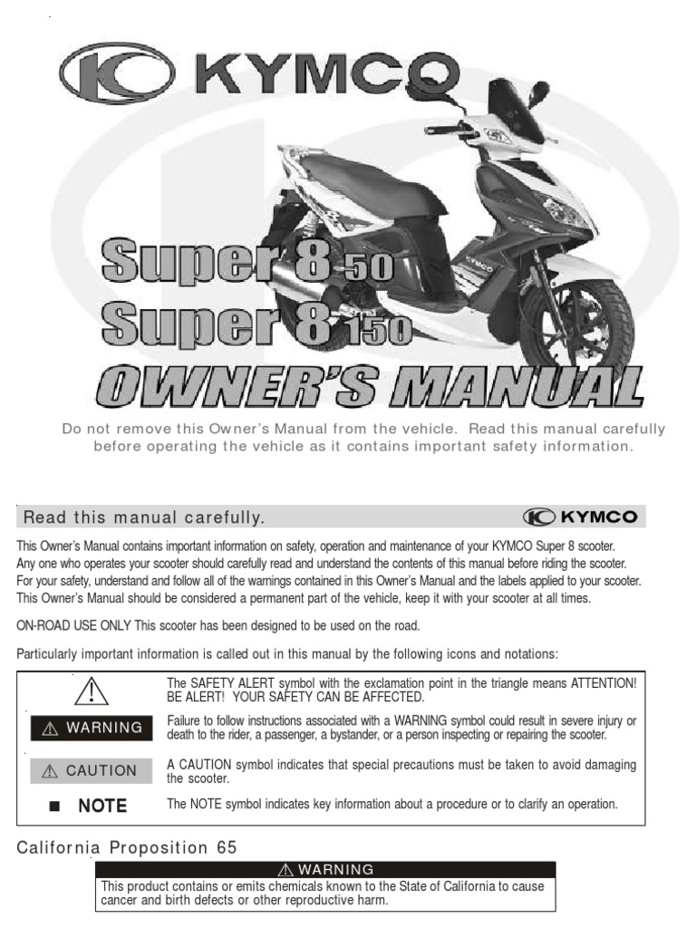 KYMCO Super 8 50 150 Scooters Owner's Manual PDF | PDF | Tire | Cargo
