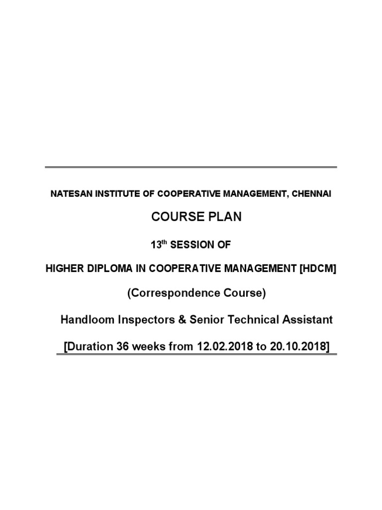 13th HDCM Course Plan Final 2018 | PDF