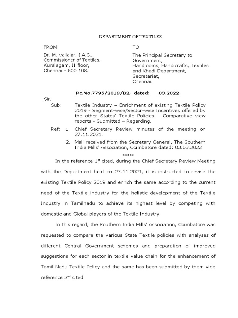 7795 - Textile Policy Implementation | PDF